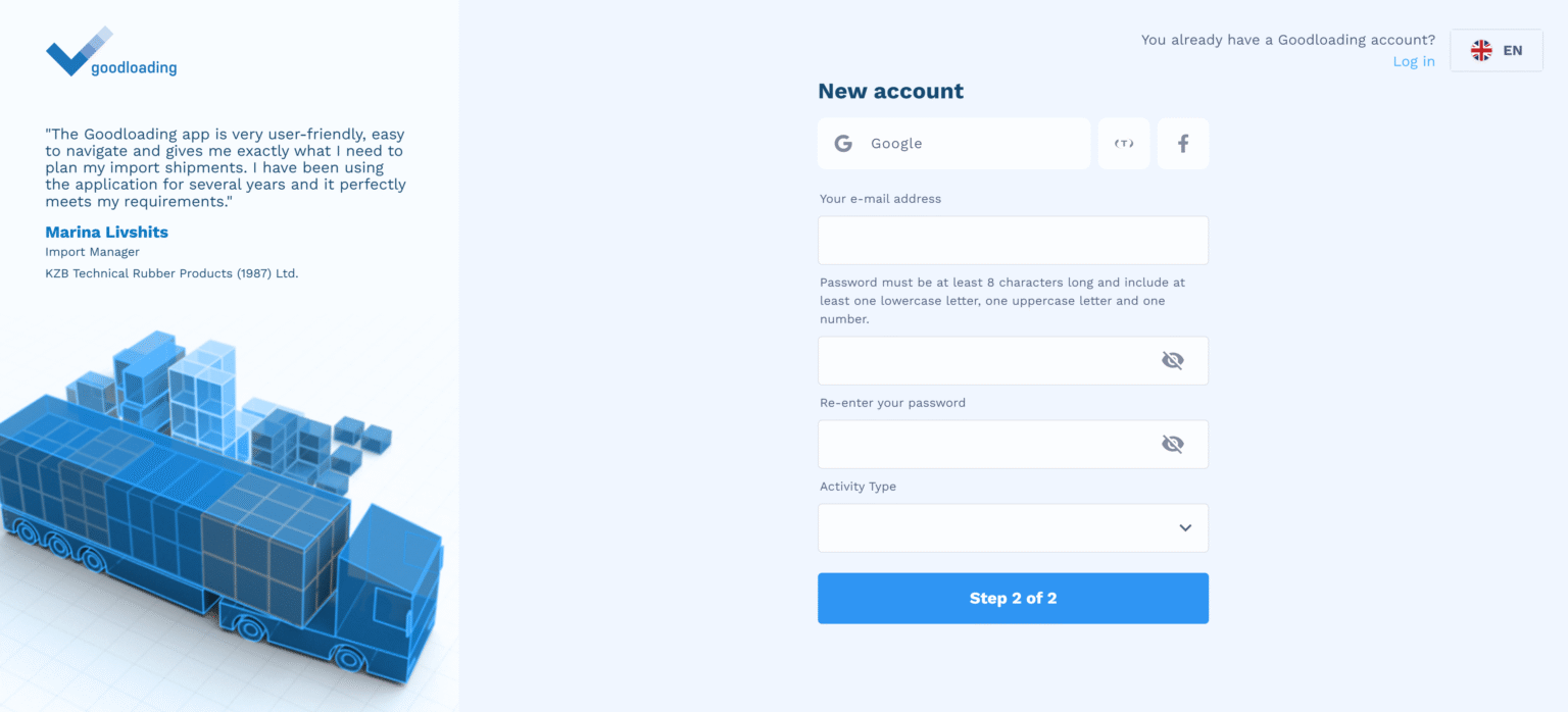 Registration and login | Goodloading